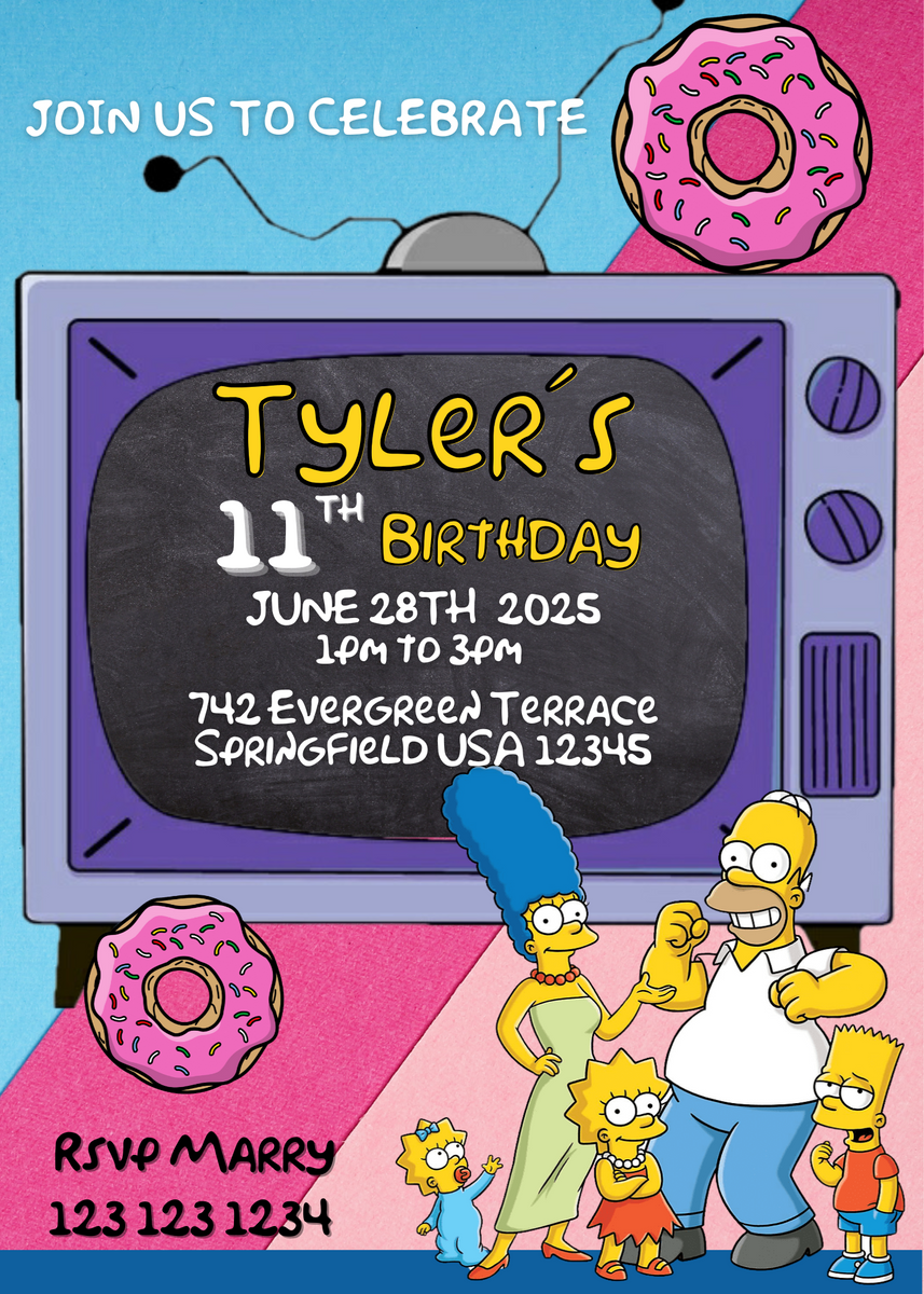 Simpsons Birthday Invitation, The Simpsons Birthday Invitation, Person ...