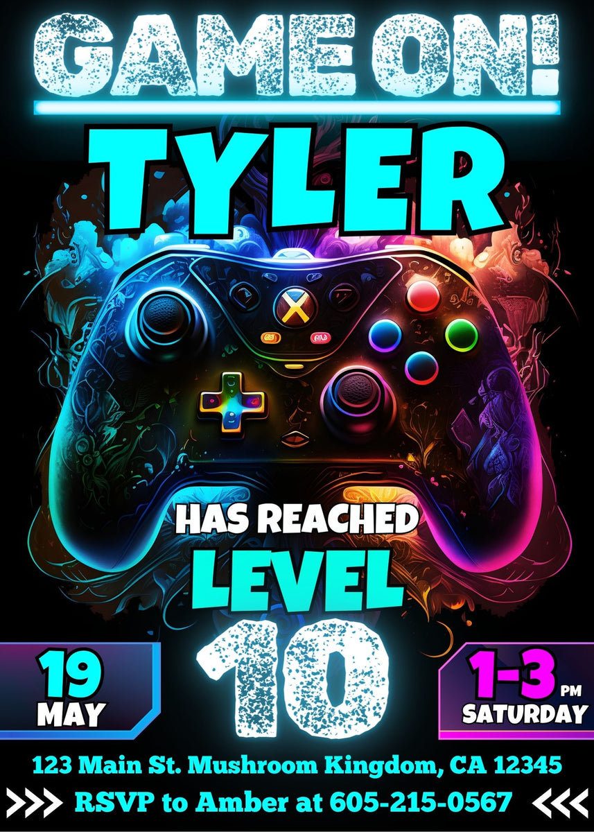 Video Game Birthday Invitation, Gamer Birthday Invitation, Personalize ...